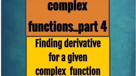finding the derivative of analytic function youtube