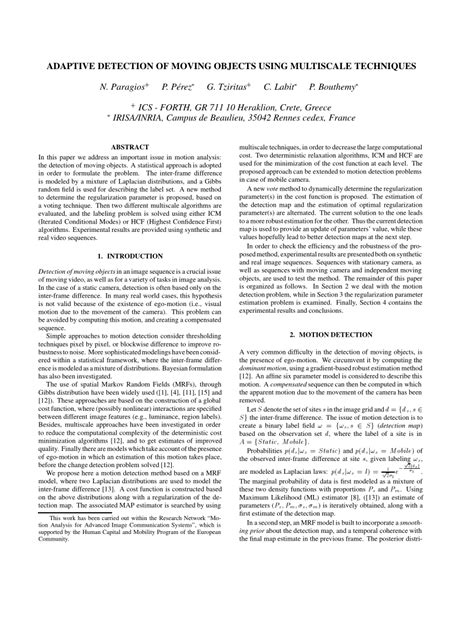 pdf adaptive detection of moving objects using multiscale techniques