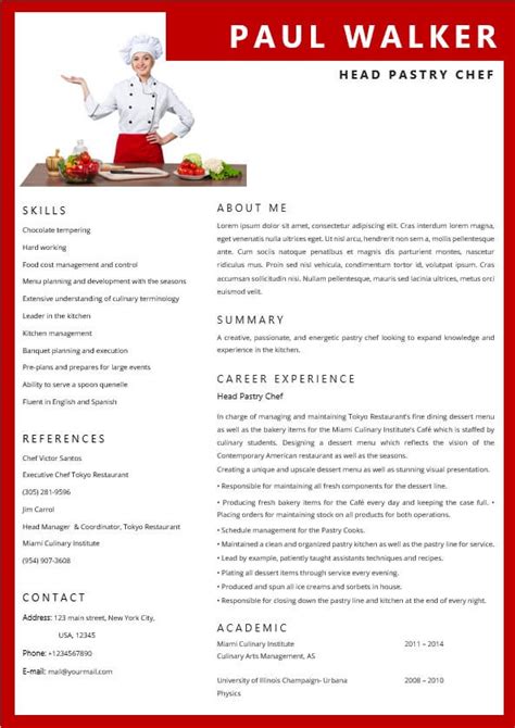 Printable Chef Resume Template Room Surf
