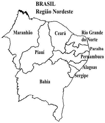 Mapa da Região Nordeste para Colorir