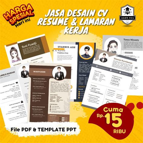 Jual Bikin Desain CV Resume Dan Lamaran Kerja Professional File PDF Dan