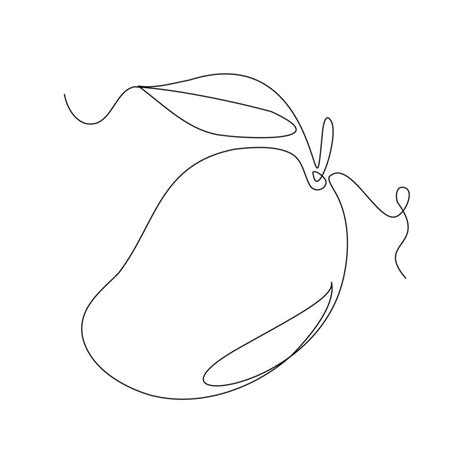 Continuous One Single Line Drawing Of Mango Fruit Icon Vector