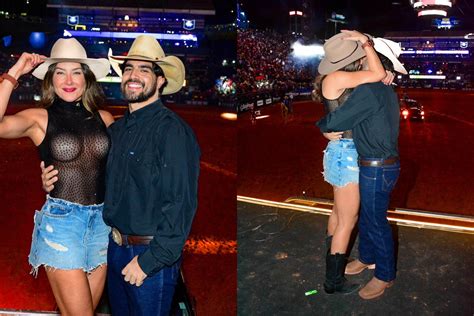 Caio Castro dá beijão na namorada Daiane de Paula em Festa do Peão de