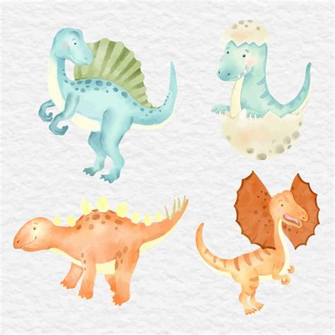Aquarell S E Dinosaurier Sammlung Element Clipart Premium Vektor
