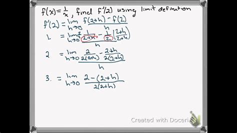 Derivative Of X Using The Limit Definition Youtube