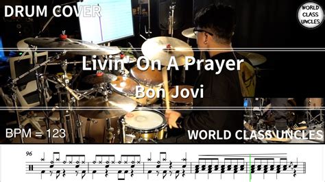 Bon Jovi Livin On A Prayer Drum Cover Score Drum Sheet Youtube