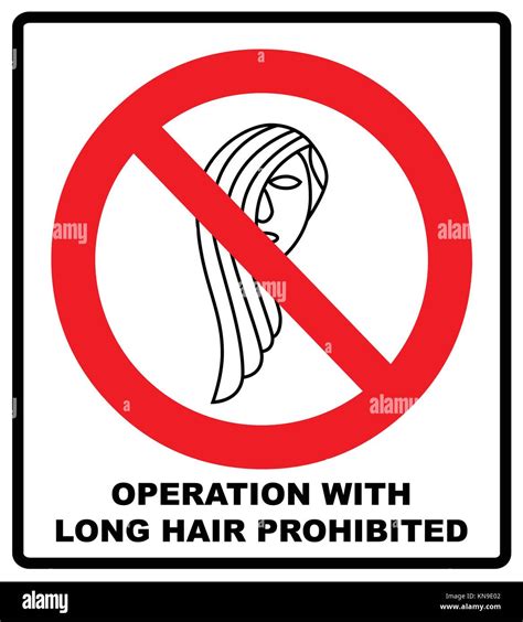 Operation With Long Hair Prohibited Sign Vector Illustration Stock