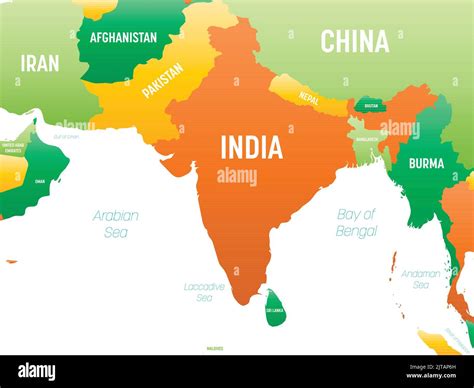 South Asia Detailed Political Map With Lables Stock Vector Image Art