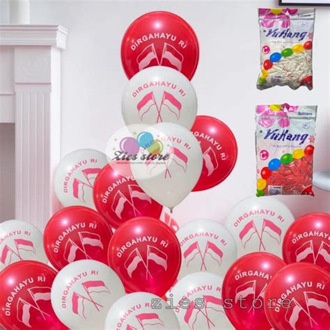 Jual Balon Latex Merah Putih DIRGAHAYU RI Balon 17 Agustus Perpack Isi