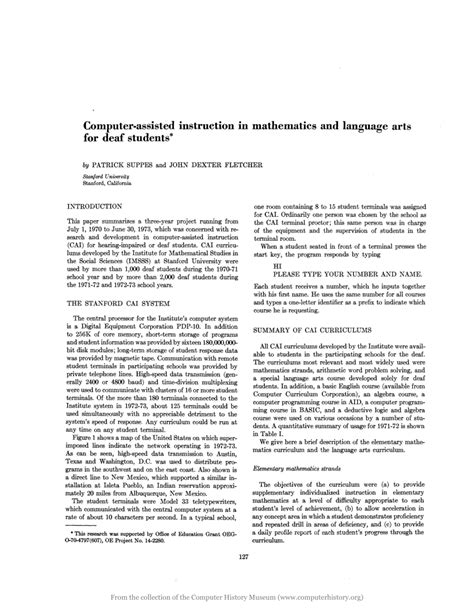 pdf computer assisted instruction in mathematics and language arts for the deaf final report