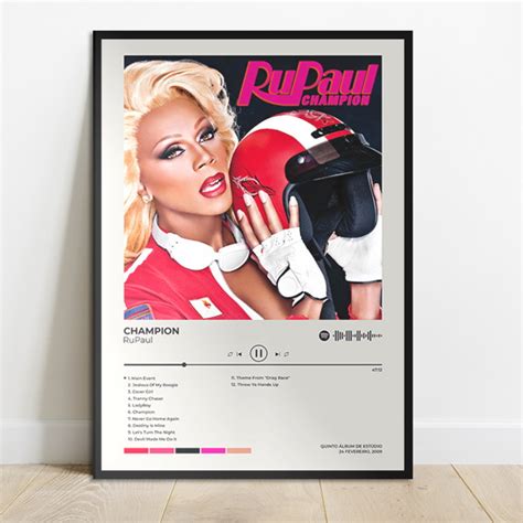 Quadro Placa MDF Spotify Álbum RuPaul Champion Elo7