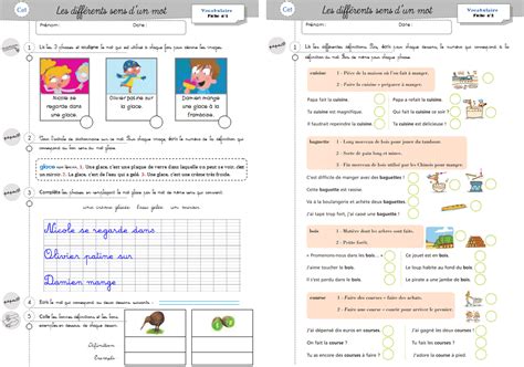 Etude de la langue CE1 Vocabulaire Orphéecole
