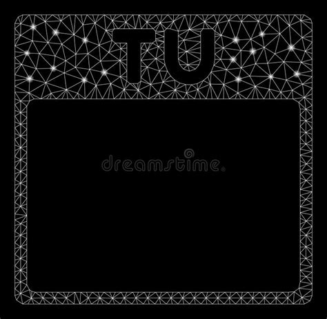 Glossy Mesh Wire Frame Tuesday Calendar Page With Flare Spots Stock