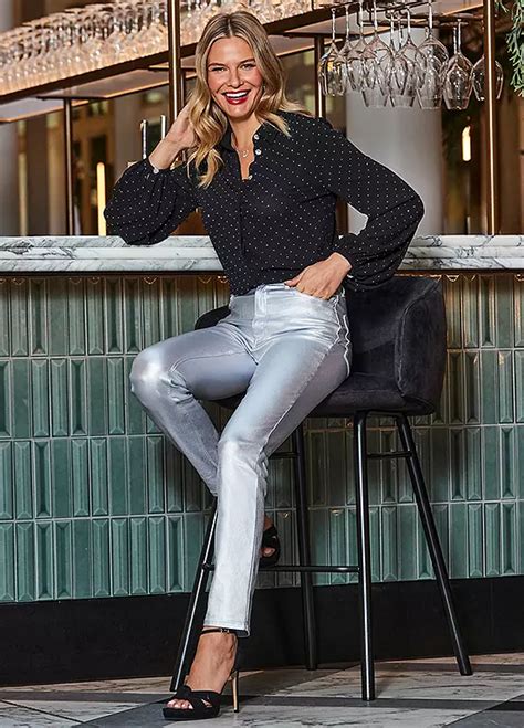 Sosandar Silver Metallic Slim Leg Jeans Kaleidoscope