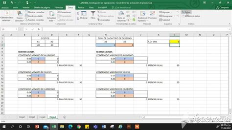Solución de ejercicio PL con herramienta SOLVER YouTube