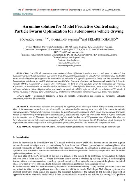 pdf an online solution for model predictive control using particle swarm optimization for