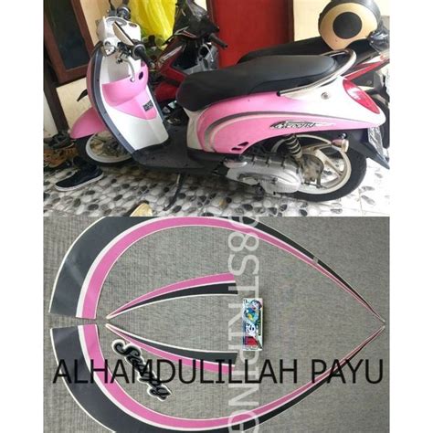 Jual STIKER STRIPING LIS STANDAR ORI HONDA SCOOPY PINK SILVER TAHUN