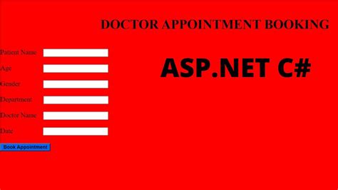 Doctor Appointment Booking Using Login Register Asp Net C Tech