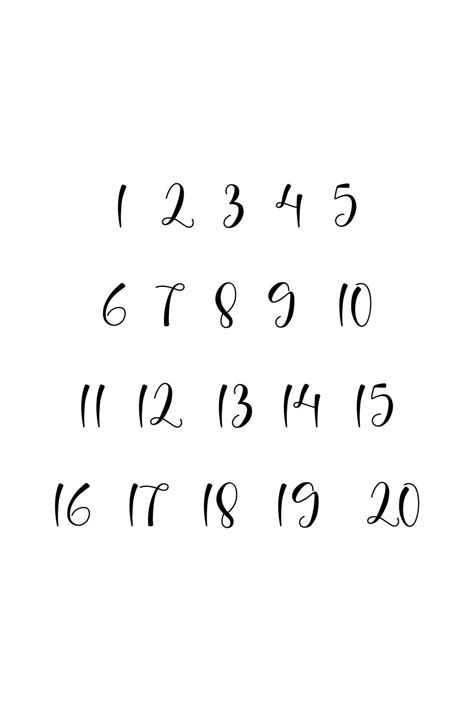 Numbers In Cursive Font