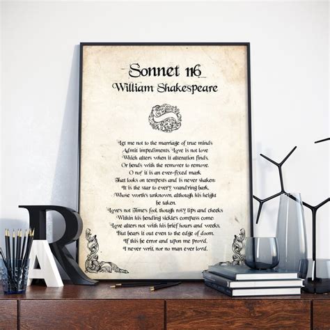Sonnet 116 Poem By William Shakespeare William Shakespeare Etsy