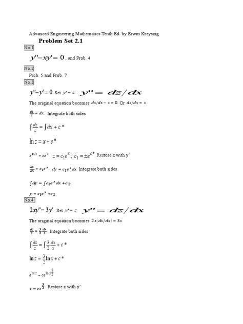 problem set 2 1 dx dz y pdf teaching mathematics