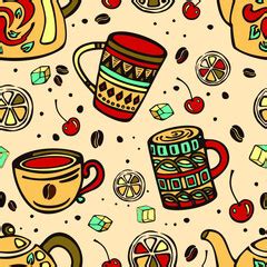 Sewing Fabric With Vector Seamless Pattern For Menues Restaurants