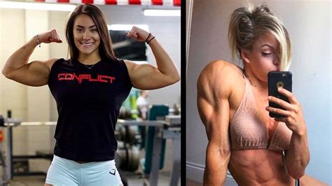 Muscle Girls Flexing And Posing 💪 Fbb And Fitness Muscle Girl Flexing Biceps And Abs Workout