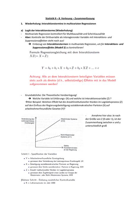 Zusammenfassung Statistik II 8 Vorlesung Und Tutorium VI Statistik