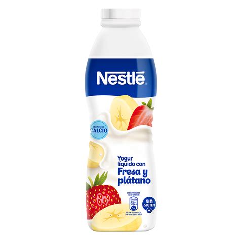 Yogur líquido de fresa y plátano Nestlé sin gluten 750 g Nestlé
