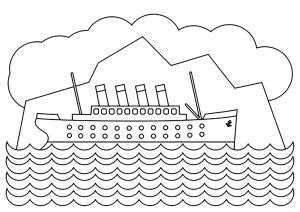 Le Titanic naviguant paisiblement Coloriages de Titanic à imprimer