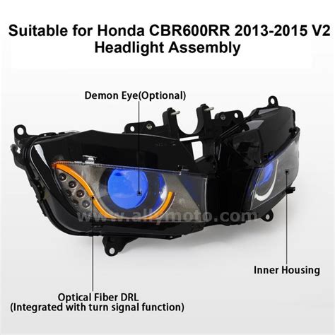055 Headlight Honda Cbr600Rr 2013 2014 2015 2016 Led Blue Demon Eye
