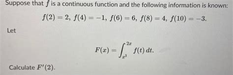 solved suppose that f is a continuous function and the