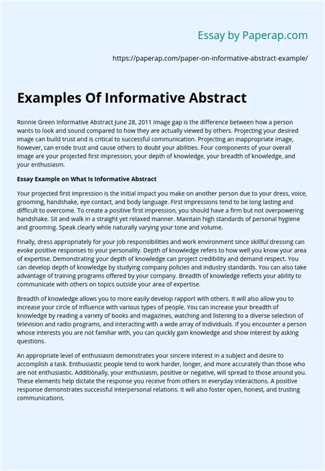 Examples Of Informative Abstract Essay Sample