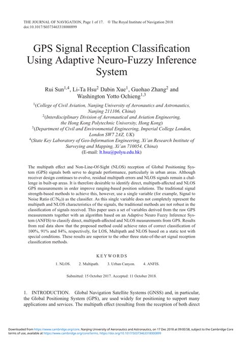 pdf gps signal reception classification using adaptive neuro fuzzy inference system