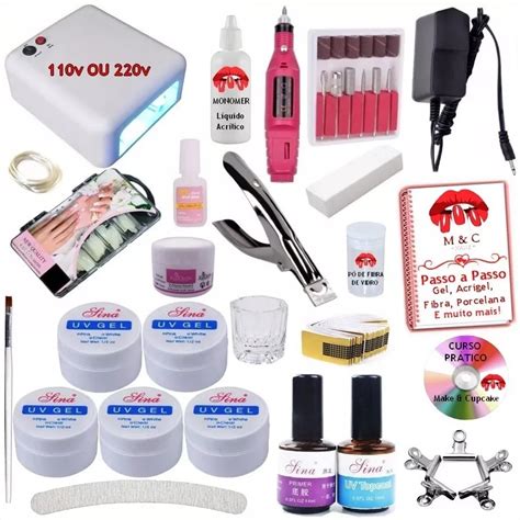 Kit Unha De Gel Acrigel Porcelana Fibra Apostila Completo G R