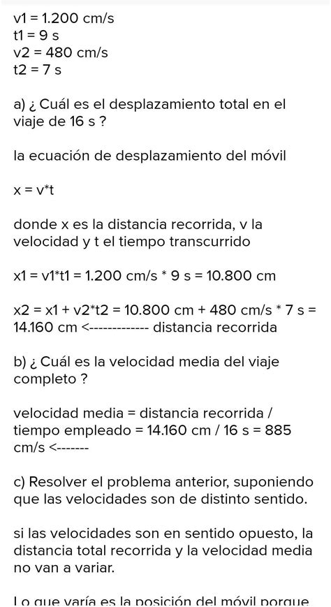 Un M Vil Viaja En L Nea Recta Con Una Velocidad Media De Cm S