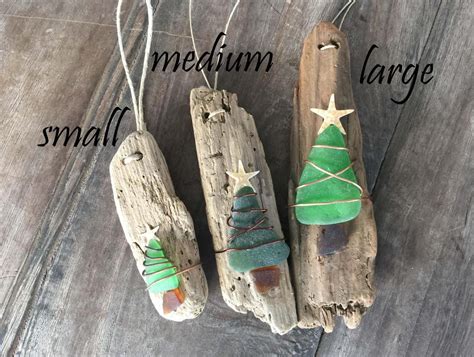 Driftwood Ornament Sea Glass Ornament Handmade Ornament Christmas