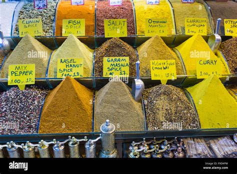 Turkey Istanbul Spice Bazaar Turkish Spices For Sale Stock Photo Alamy