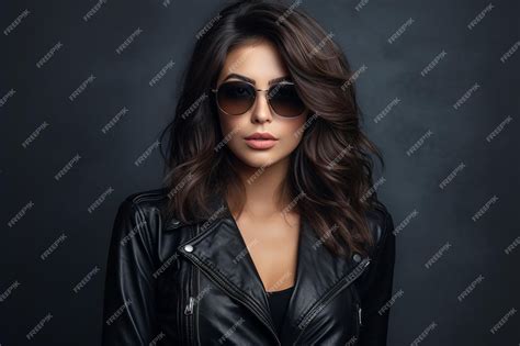 Premium Ai Image Portrait Of A Beautiful Young Woman In Black Leather Jacket With Edgy Style