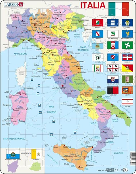 Larsen A Italia Mappa Politica Puzzle Edizione Italiano Puzzle