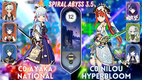 C0 Ayaka National C0 Nilou Hyperbloom Spiral Abyss 3 5 Floor 12 9