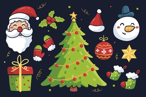 Hand Drawn Christmas Icons Set 1342885 Vector Art At Vecteezy