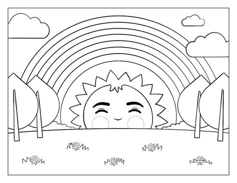 Coloriage Soleil Avec Arc En Ciel T L Charger Et Imprimer Gratuit Sur