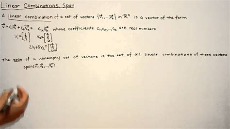 linear combinations and span youtube