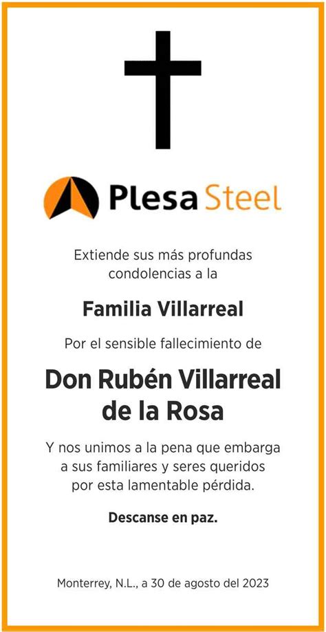 Don Rubén Villarreal de la Rosa Obituario Esquela