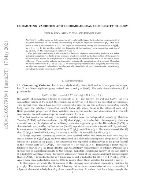 pdf commuting varieties and cohomological complexity