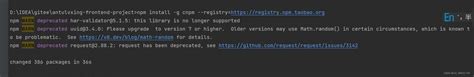 npm warn deprecated har validator 5 1 5 this library is no longer supportednpm warn deprecated uui