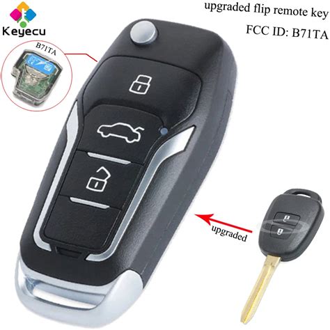 KEYECU Upgraded Keyless Entry Flip Remote Car Key For 2 Buttons