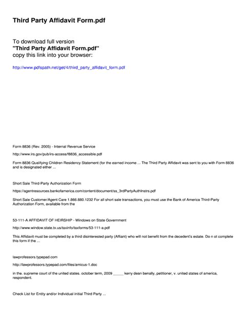 Fillable Online Third Party Affidavit Form Pdfslibforme Fax Email