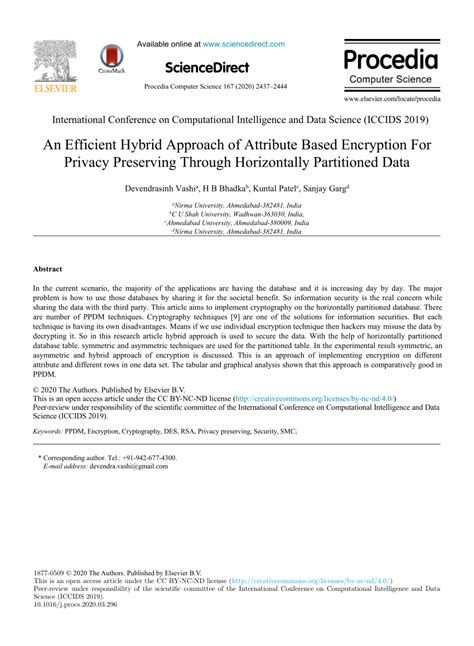 pdf an efficient hybrid approach of attribute based encryption for privacy preserving through